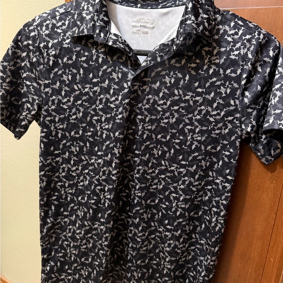 bcg | Shirts & Tops | Bcg Black And White Shark Patterned Polo Shirt ...